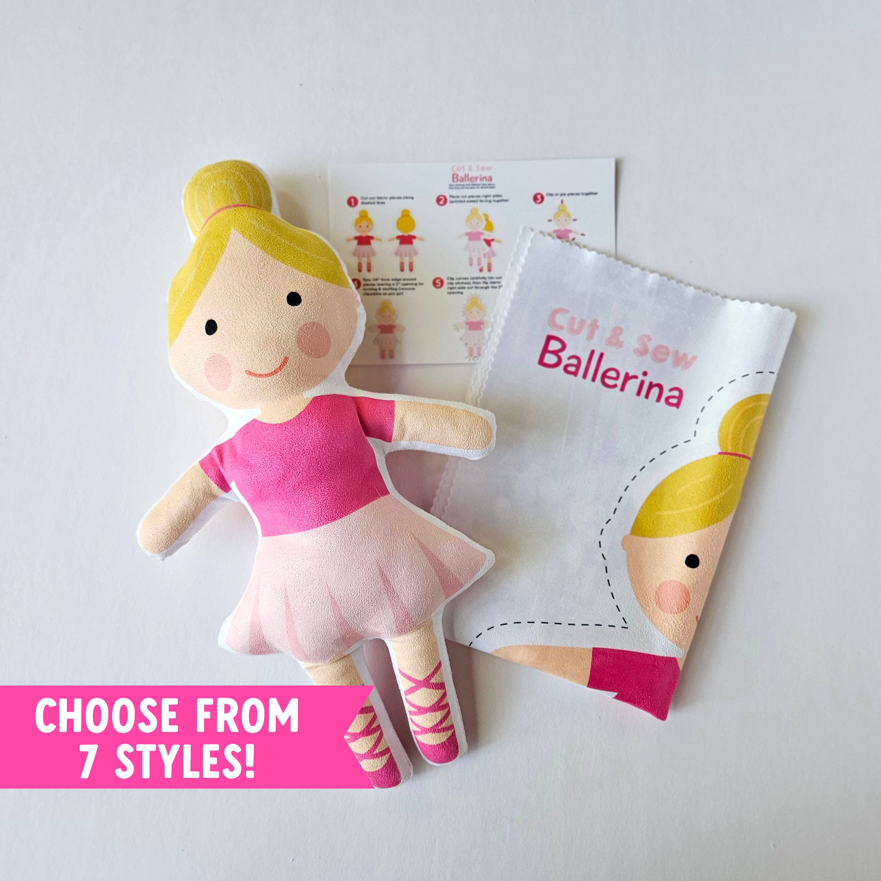 Cut & Sew Ballerina Plush Doll – Easy Sewing Craft Kit – Petite Pebbles